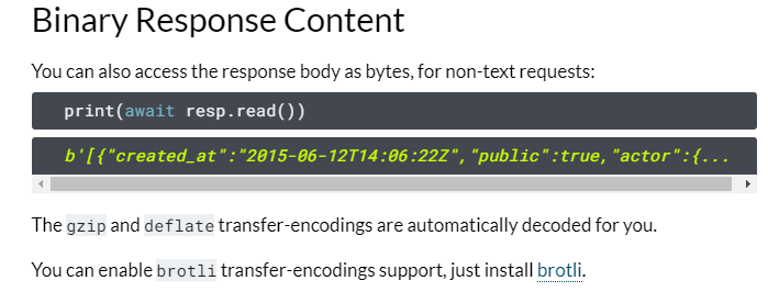 Brotli Link in Client Quickstart Documentation (Binary Response Content) Broken · Issue #7605 ...