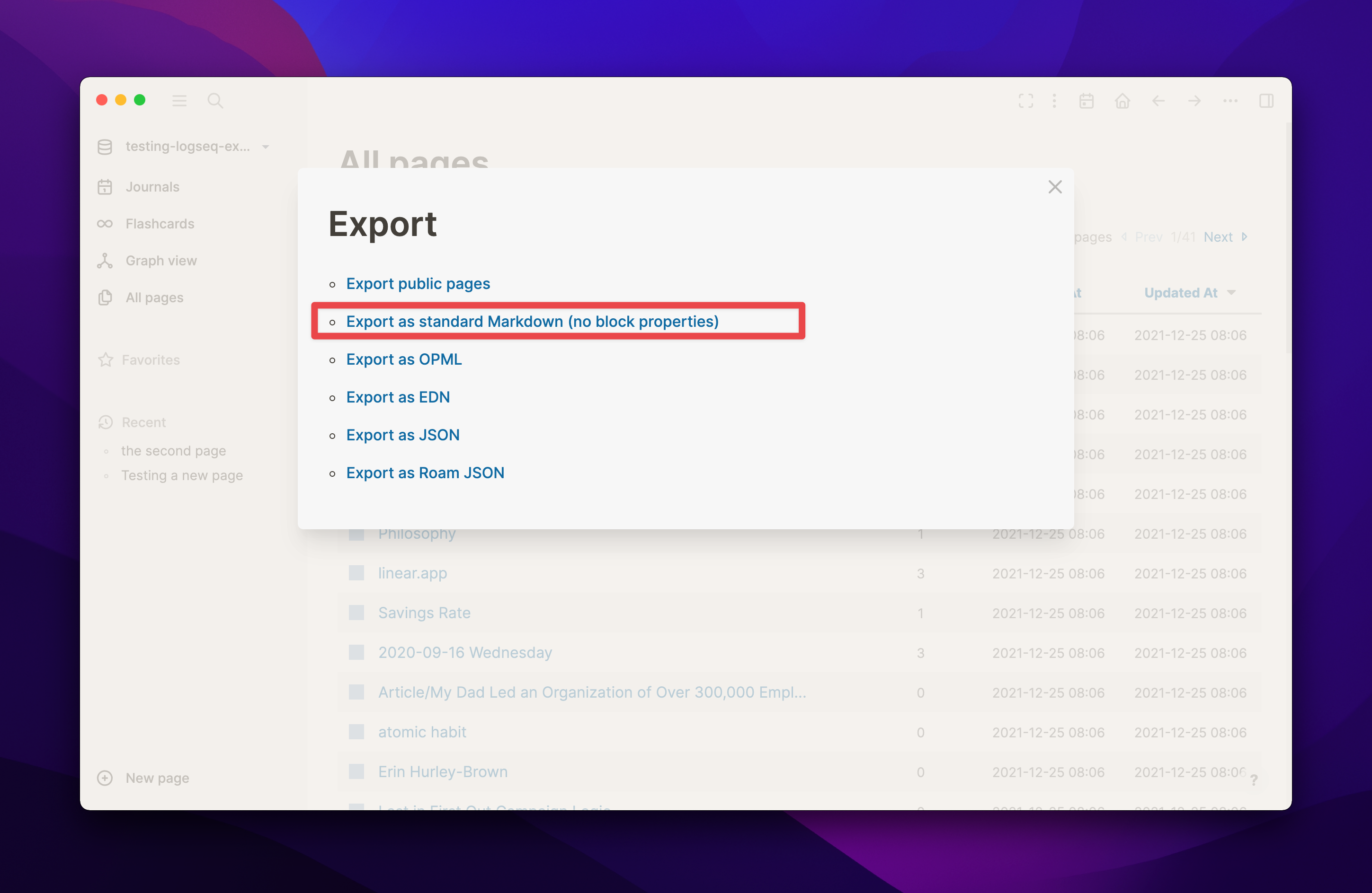 Export as Standard Markdown not working · Issue #3578 · logseq/logseq · GitHub