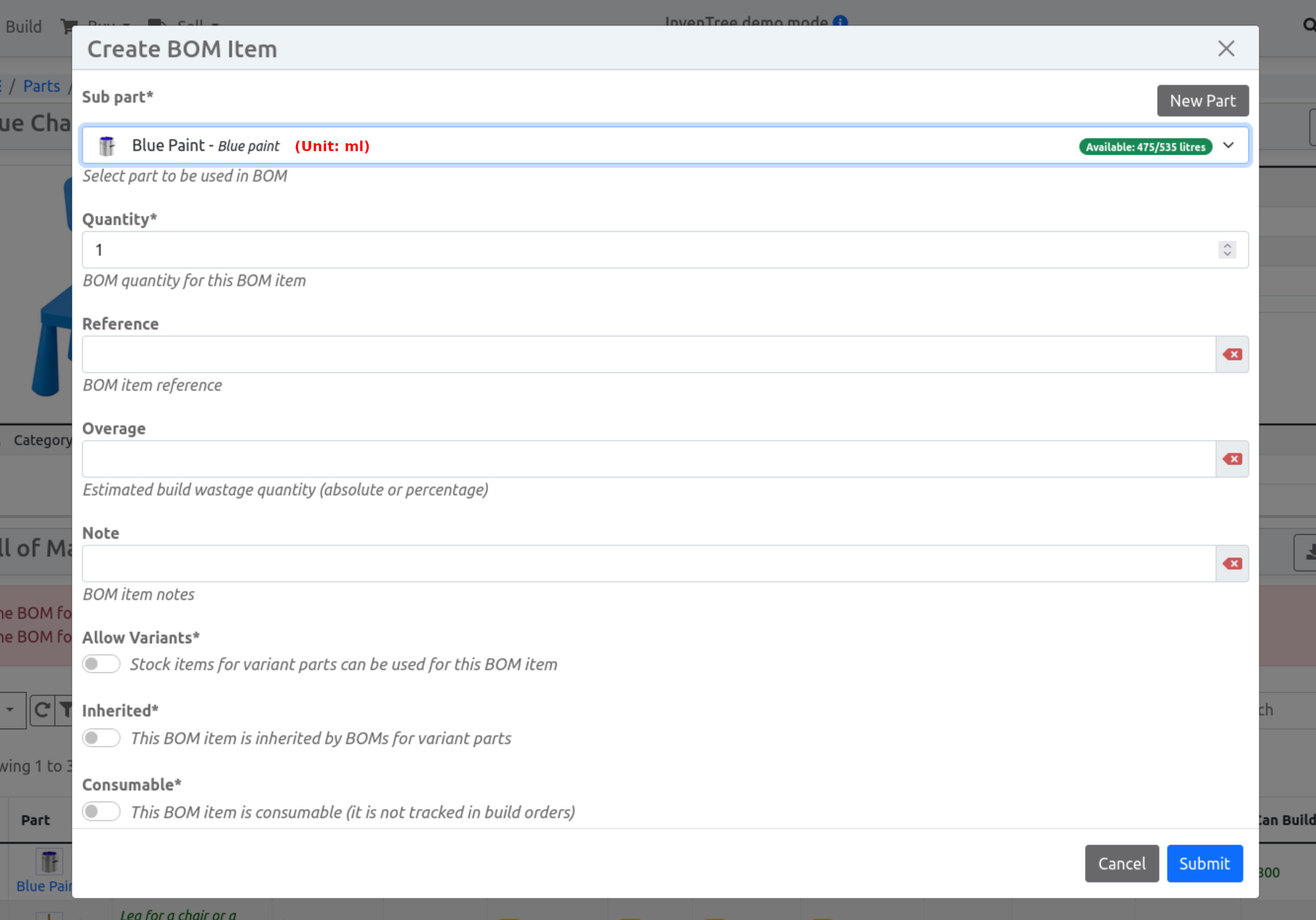 [FR] Show unit of measurement in Sub Part Dopdown ("Add BOM Item" Modal) · Issue #4330 ...