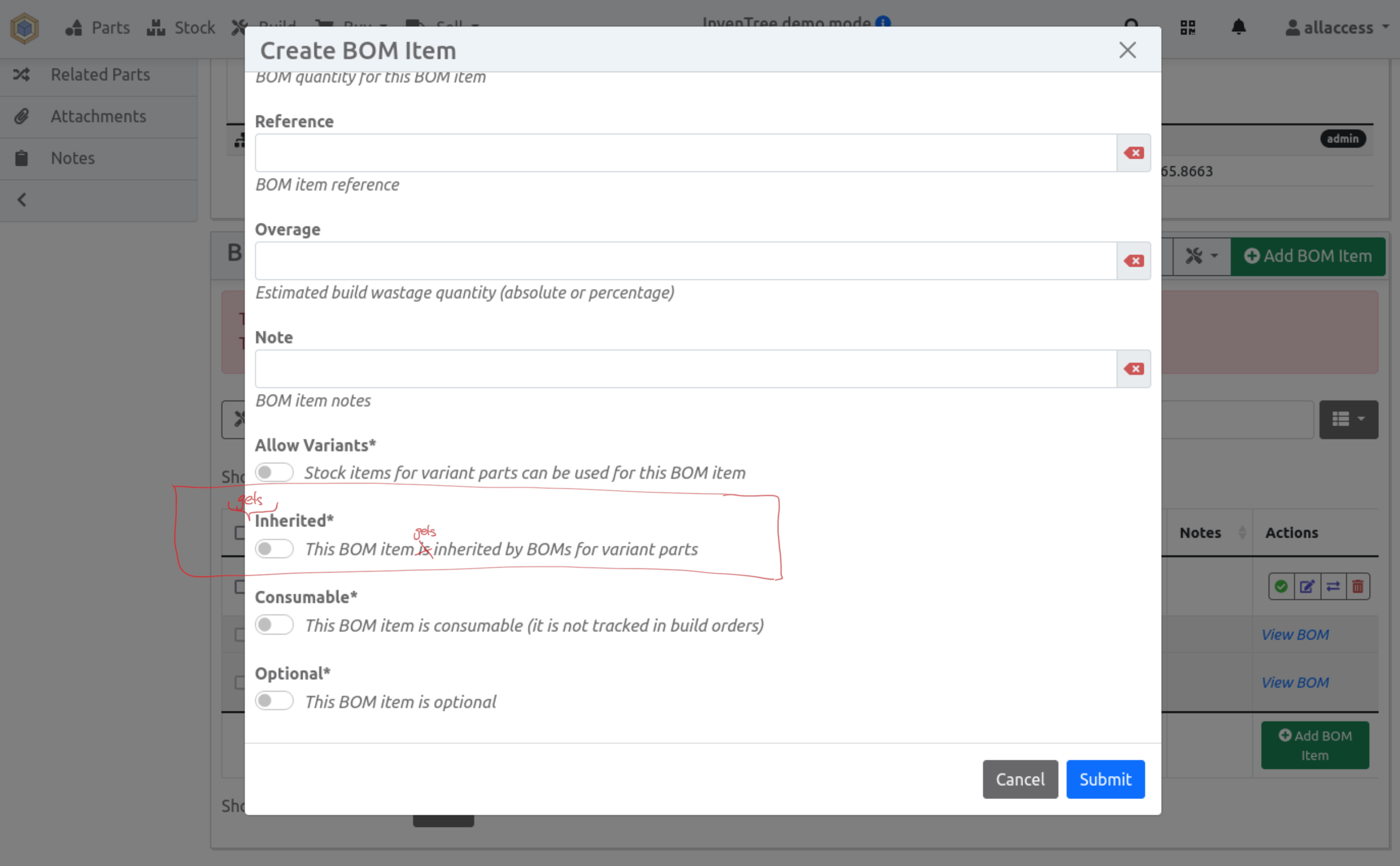 [FR] Improve wording for "Inherited" option of BOM Items · Issue #4376 · inventree/InvenTree ...