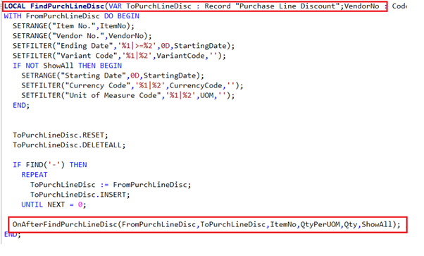 Event Request In Codeunit 7010 Purch Price Calc Mgt In Findpurchlinedisc Function · Issue