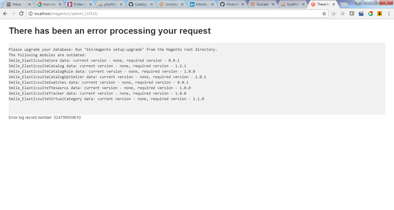 Catalog search indexer process unknown error : SQLstate 42S22 Column not found 1054 unknown ...