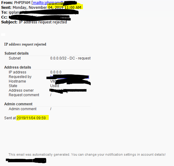 Difference between systems time and mail send time · Issue #2812 · phpipam/phpipam · GitHub