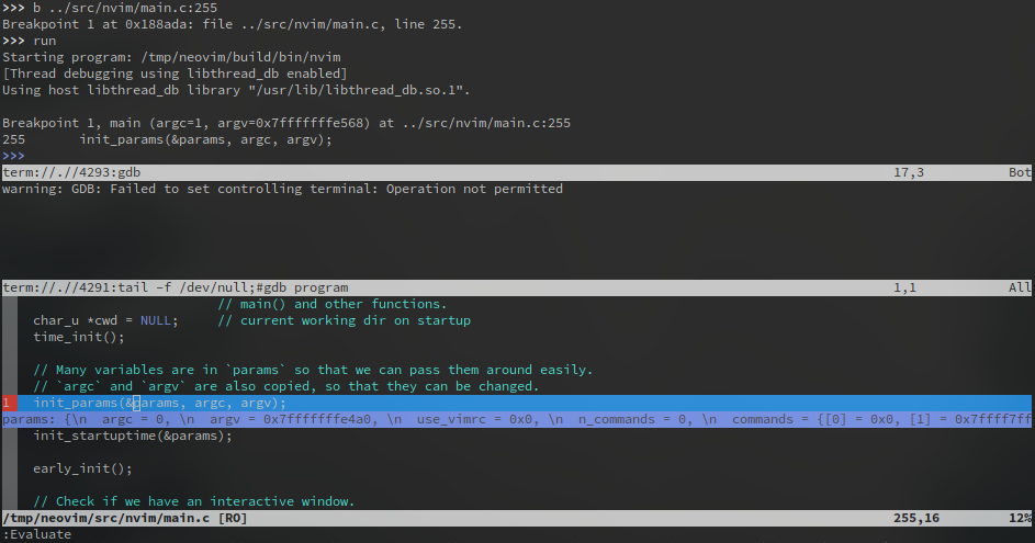 New Termdebug Plugin Does Not Handle Newlines In Expression Evaluation · Issue 10020 · Neovim