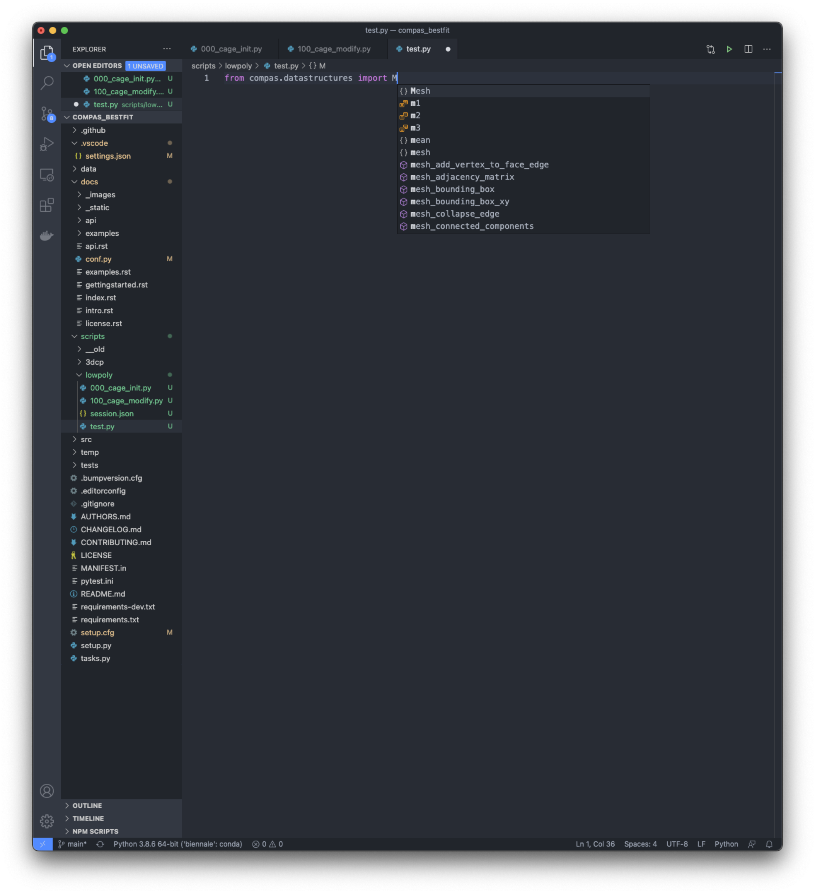 VS code IntelliSense cannot find Mesh class · Issue #767 · compas-dev/compas · GitHub