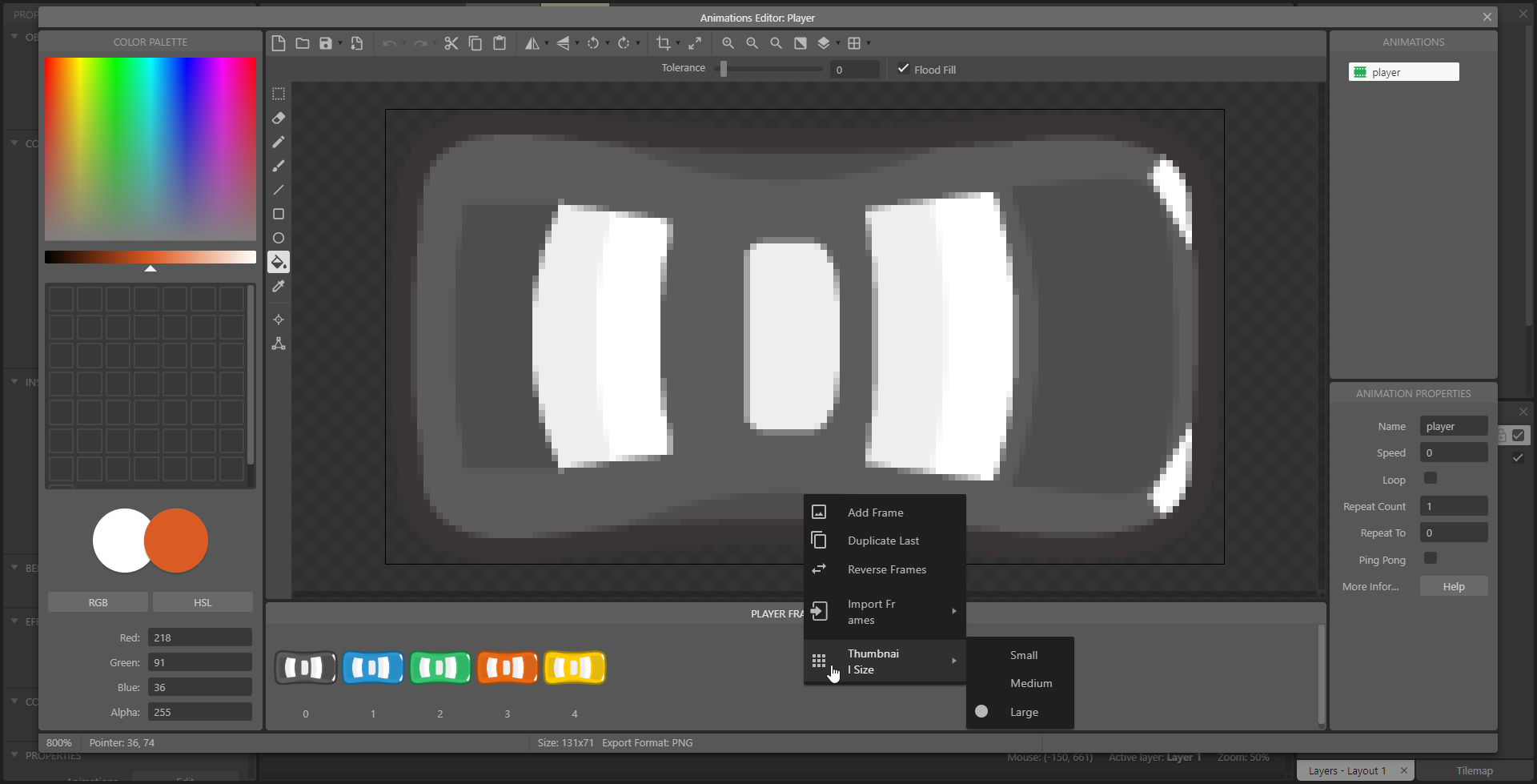 Image Editor "Import Frames" and "Thumbnail Size" Text in Dark and Light Theme. r126 · Issue ...
