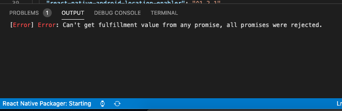 The React Native package generation tool could not be started(error ...