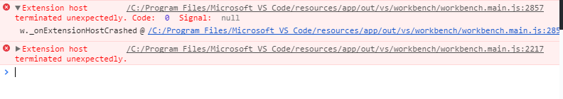 Extension host terminated unexpectedly · Issue #48778 · microsoft/vscode · GitHub