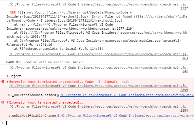 Extension host terminated unexpectedly · Issue #48778 · microsoft/vscode · GitHub