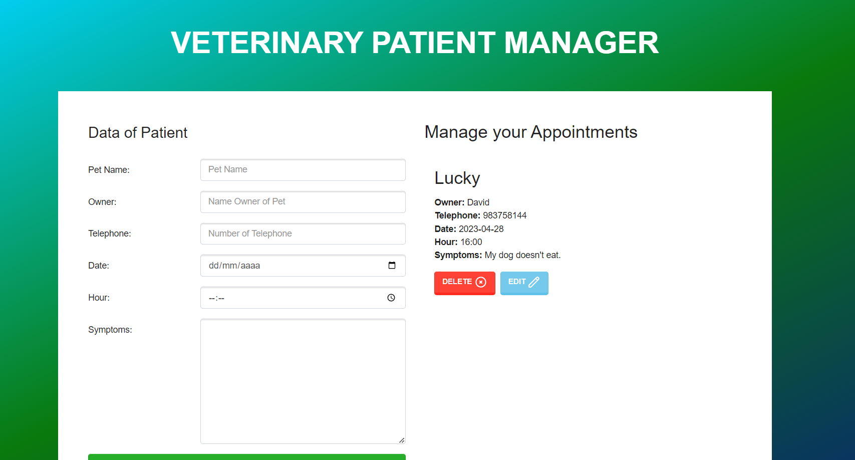 GitHub - JKarina-code/patient-manager: This project is about patient manager of a veterinary.