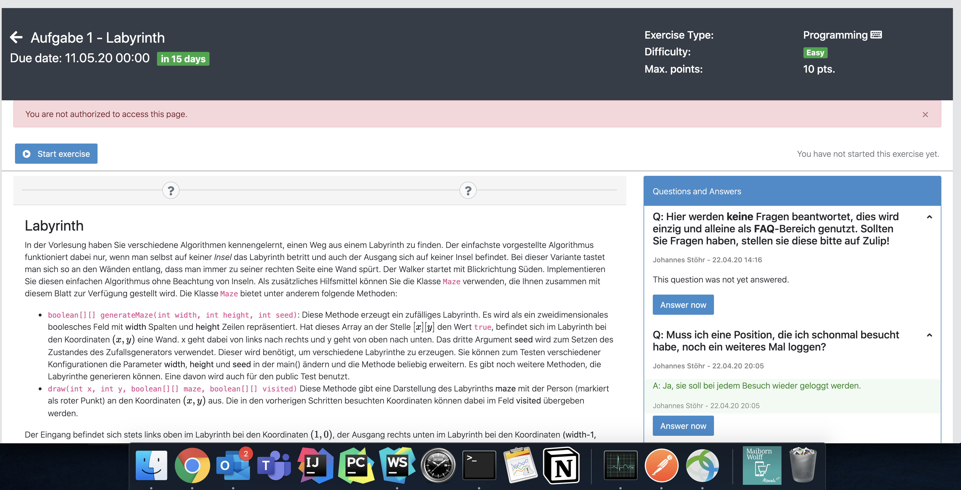 Unexpected Authorization Error · Issue #1349 · ls1intum/Artemis · GitHub