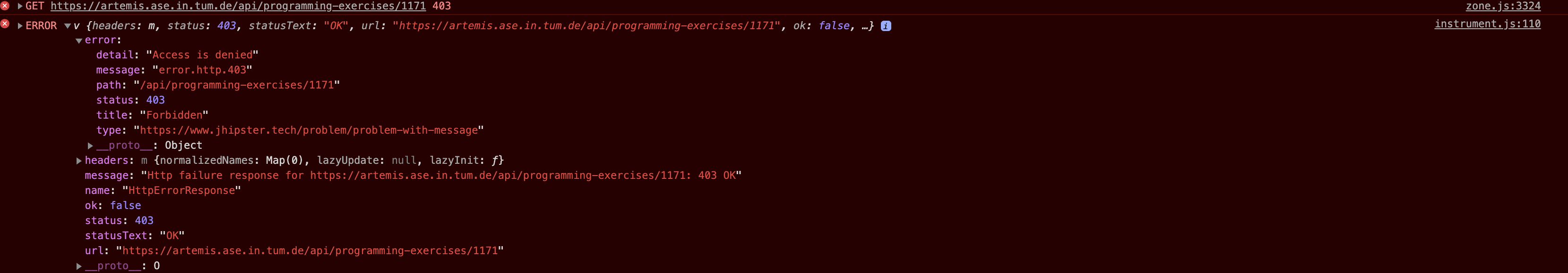 Unexpected Authorization Error · Issue #1349 · ls1intum/Artemis · GitHub