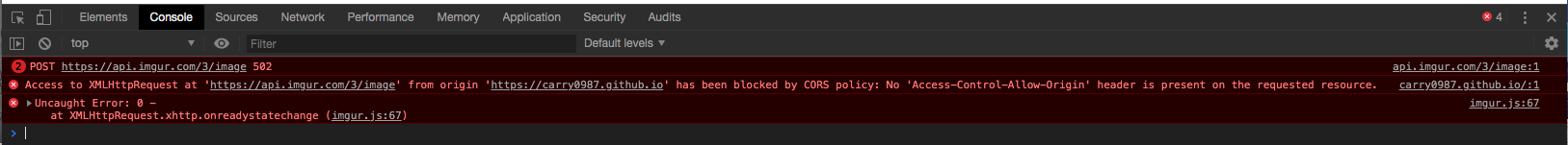 It no longer works - Blocked by CORS policy error · Issue #3 · carry0987/Imgur-Upload · GitHub