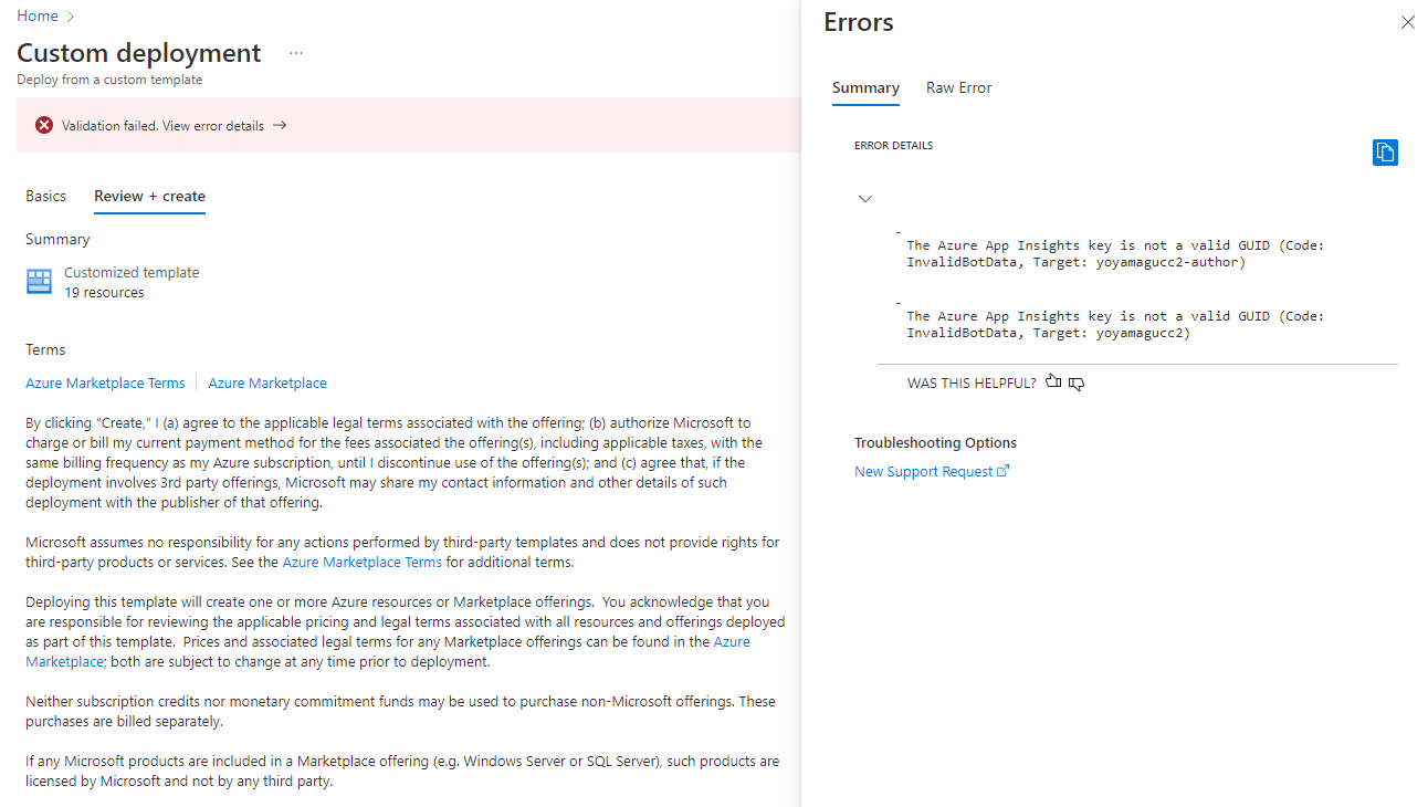 The Azure App Insights key is not a valid GUID (Code: InvalidBotData ...