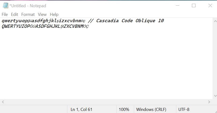 Problem with some characters (Turkish) · Issue #108 · microsoft/cascadia-code · GitHub