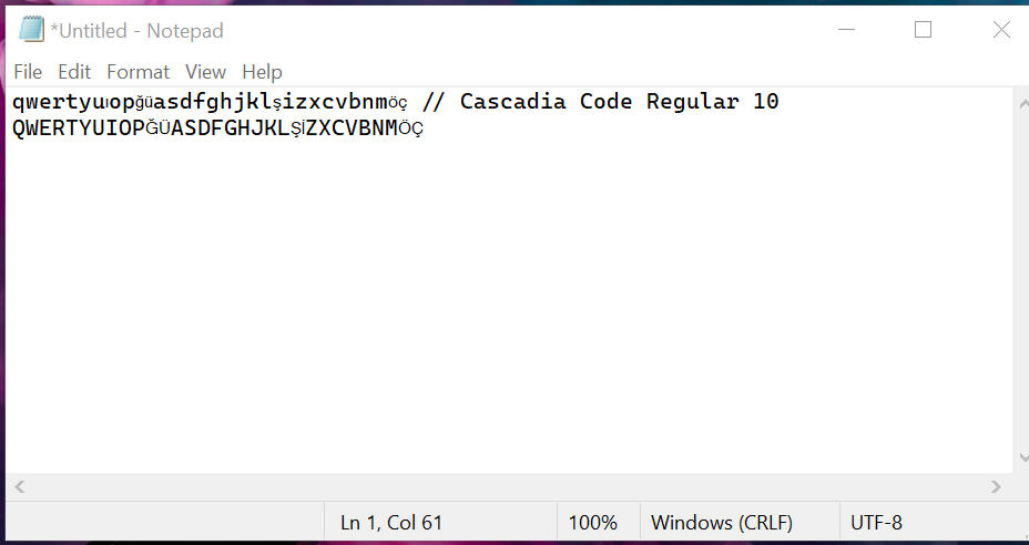 Problem with some characters (Turkish) · Issue #108 · microsoft/cascadia-code · GitHub