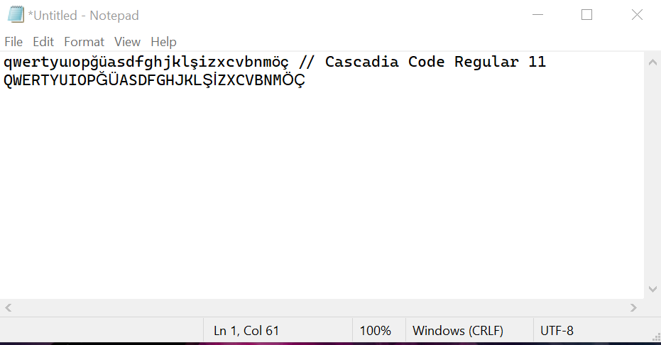 Problem with some characters (Turkish) · Issue #108 · microsoft/cascadia-code · GitHub