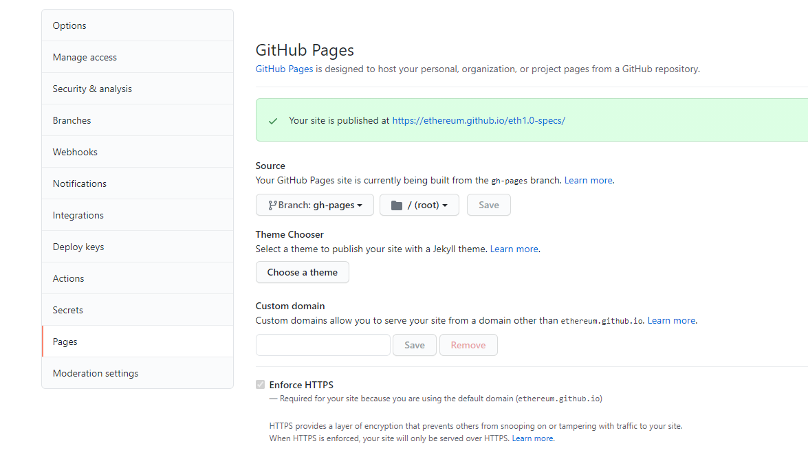 Enable Github Pages For This Repository · Issue 226 · Ethereum Execution Specs · Github