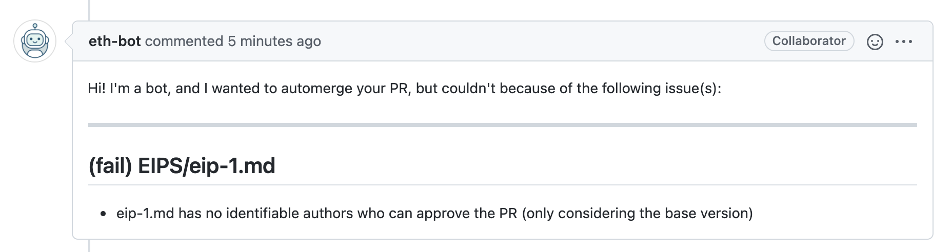 [bug] EIP authors should be tagged for EIP-1 related changes · Issue #29 · ethereum/EIP-Bot · GitHub