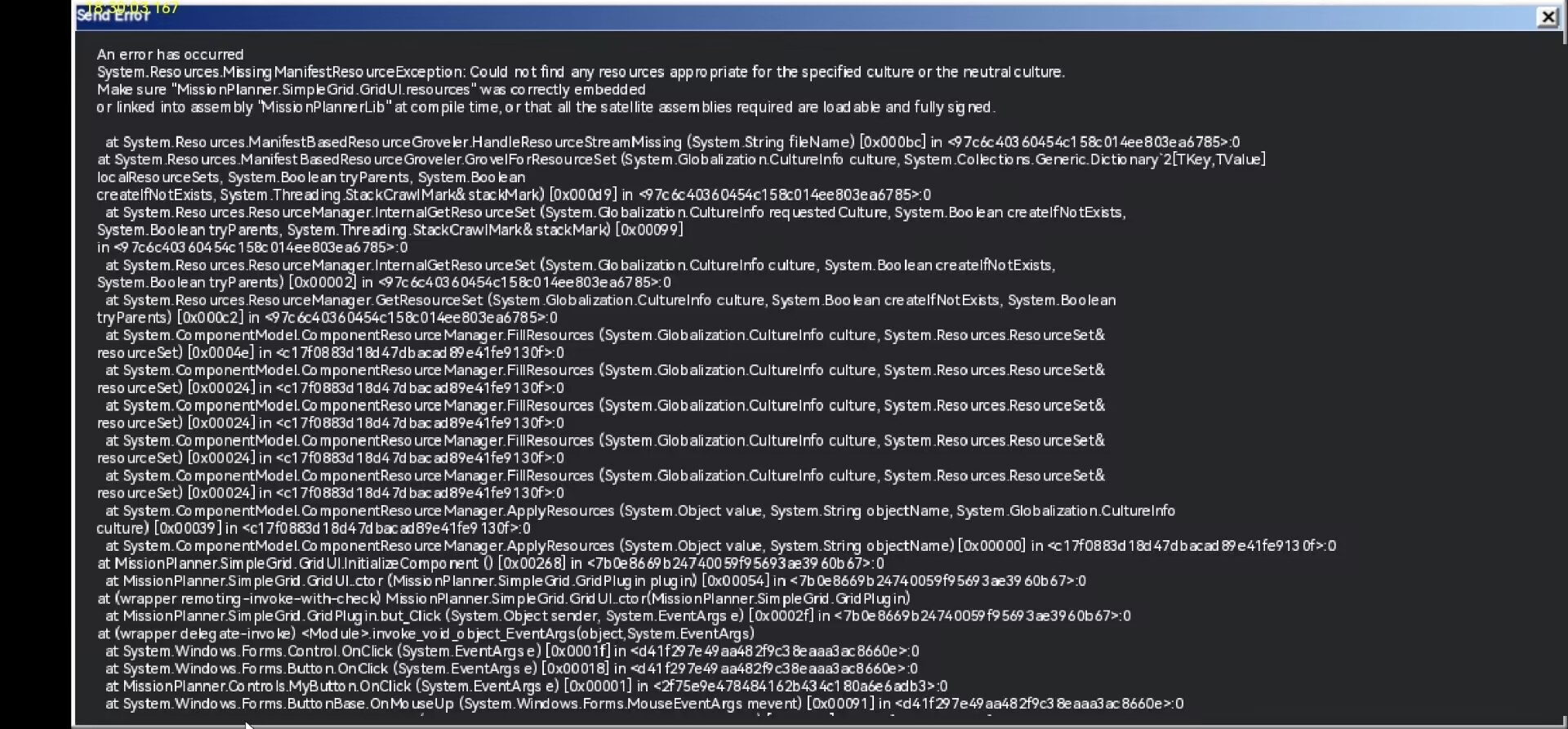 SimpleGrid error in mission planner android. · Issue #3063 · ArduPilot/MissionPlanner · GitHub