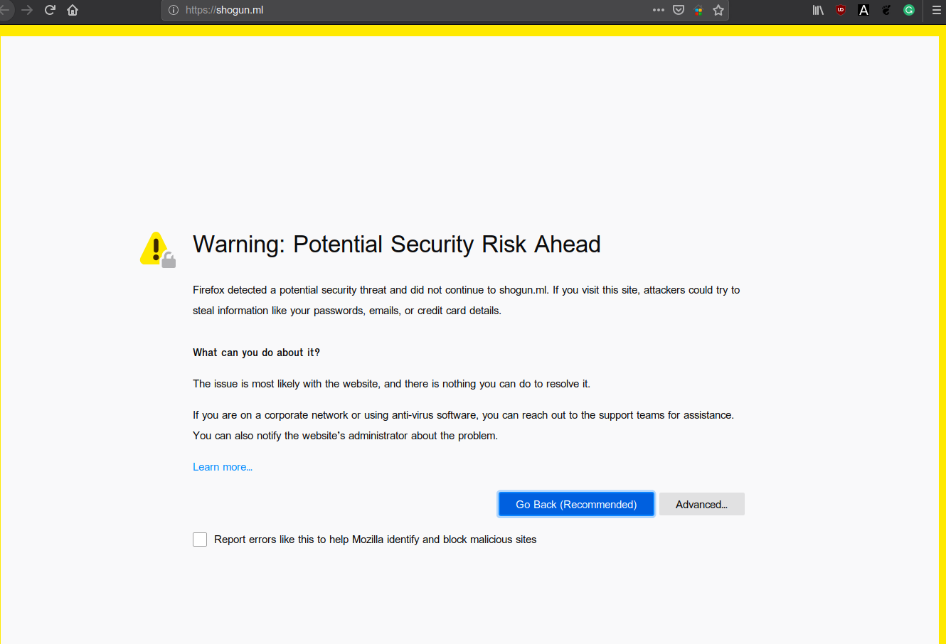 Security warning for website on Mozilla Firefox · Issue #4630 · shogun ...