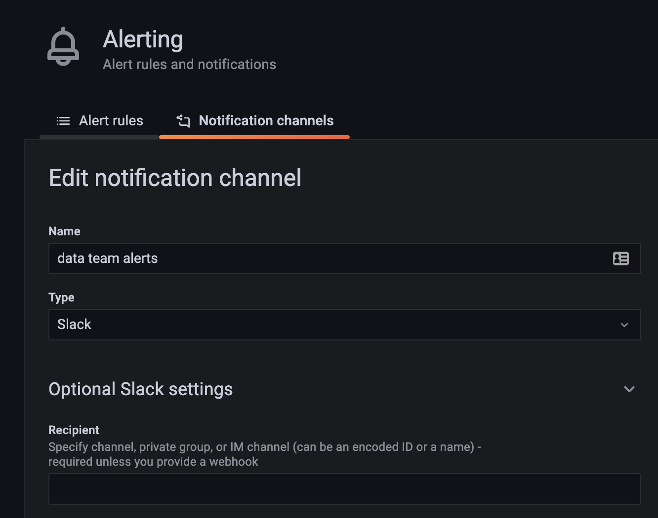 Legacy Alerting Executing Migration Failed Recipient Must Be Specified When Using The Slack 