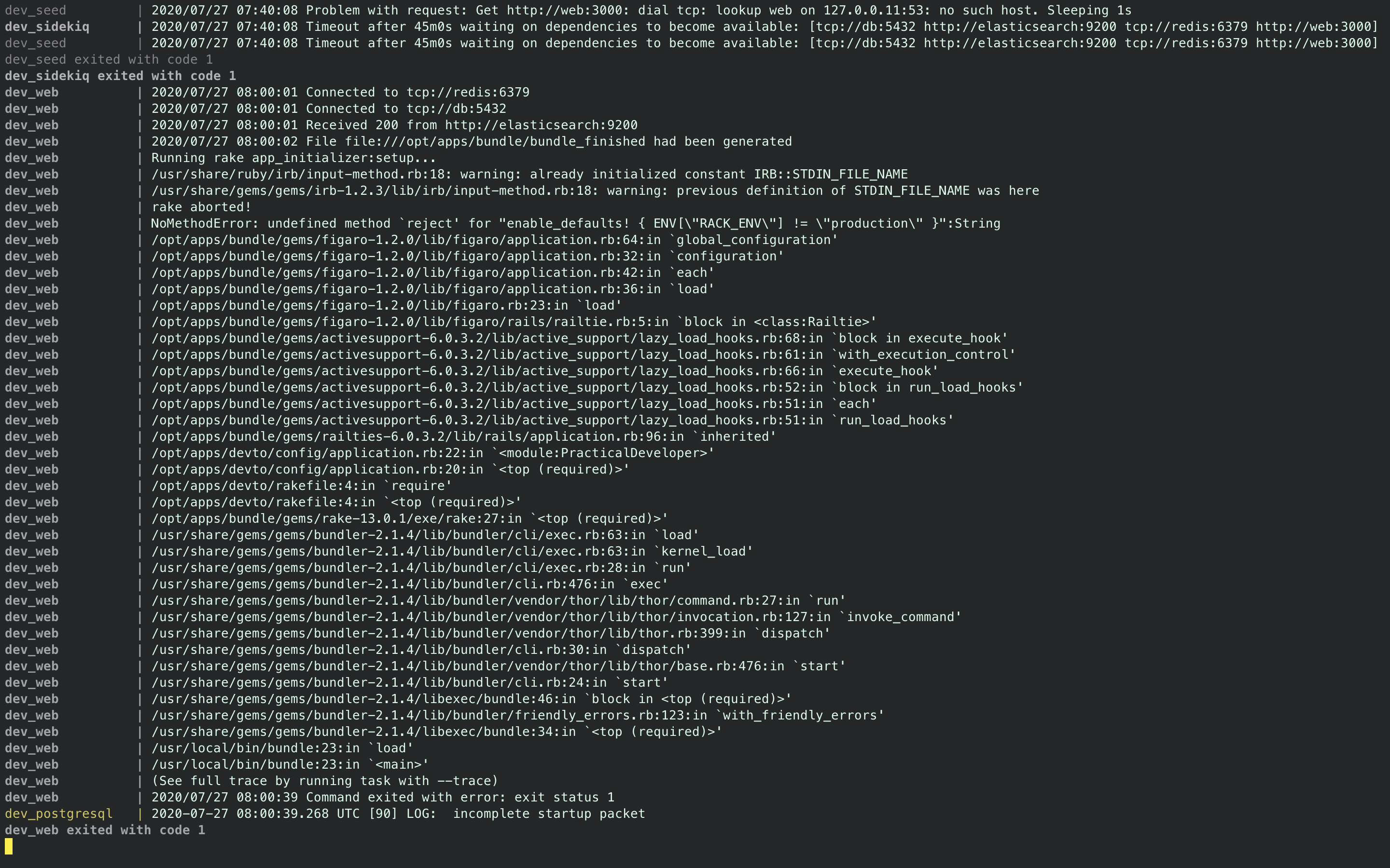 Issue in installation with docker containers · Issue #9532 · forem/forem · GitHub
