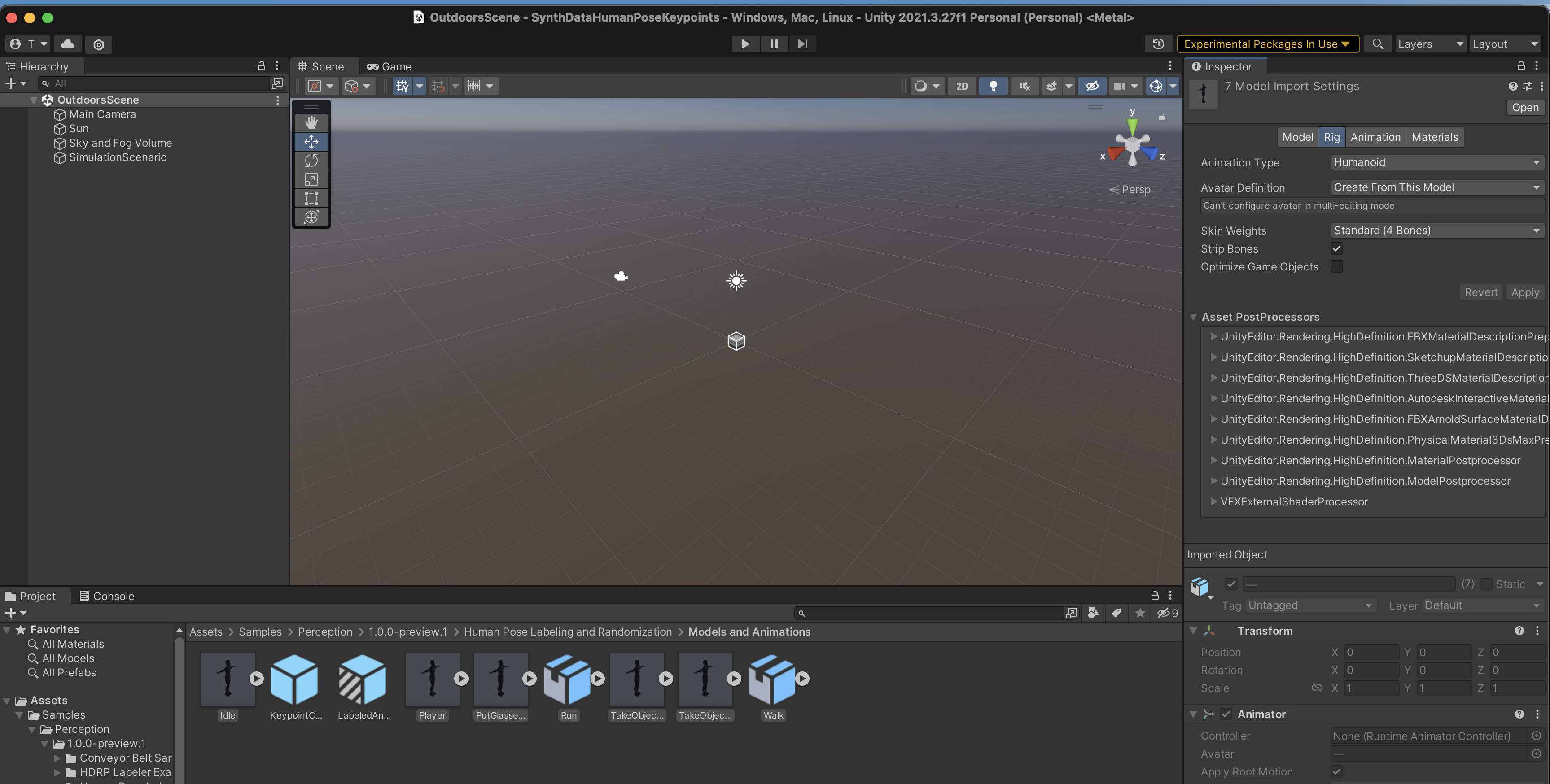 Human Pose Labeling Tutorial: No rig section when selecting all assets under Models and ...