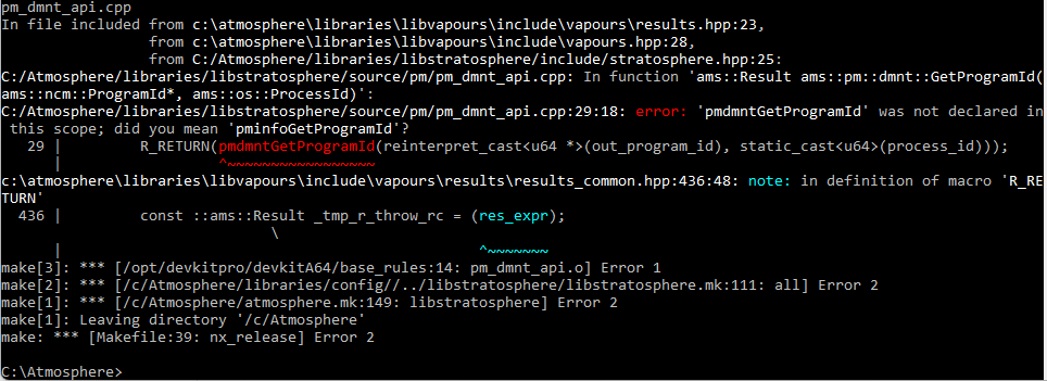 Issue When Building 130 · Issue 1834 · Atmosphere Nxatmosphere · Github