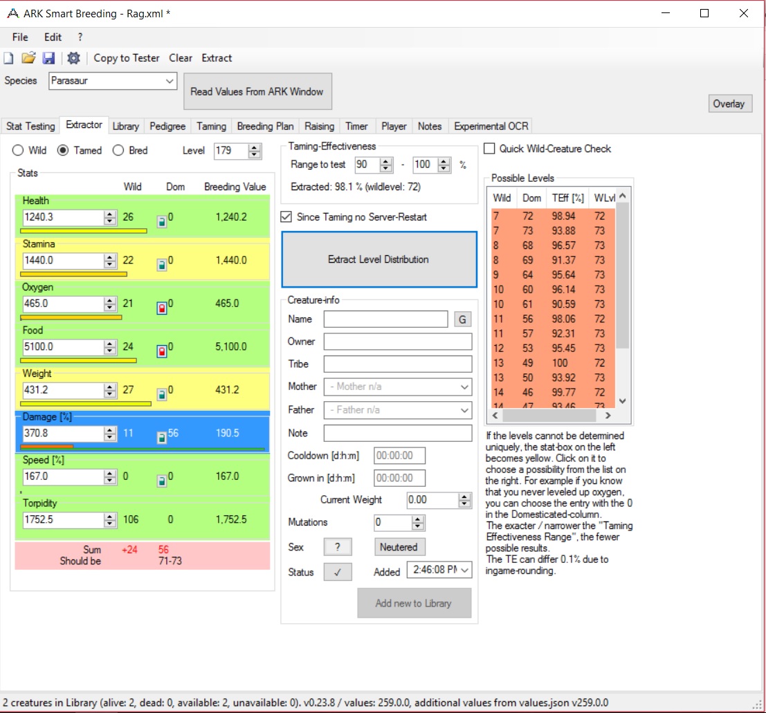 Tamed Dino Extraction Health is Always Red · Issue #366 · cadon/ARKStatsExtractor · GitHub