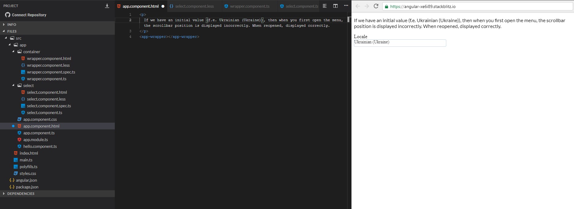 Invalid Scrollbar Position With Initial Value · Issue 1198 · Ng Select