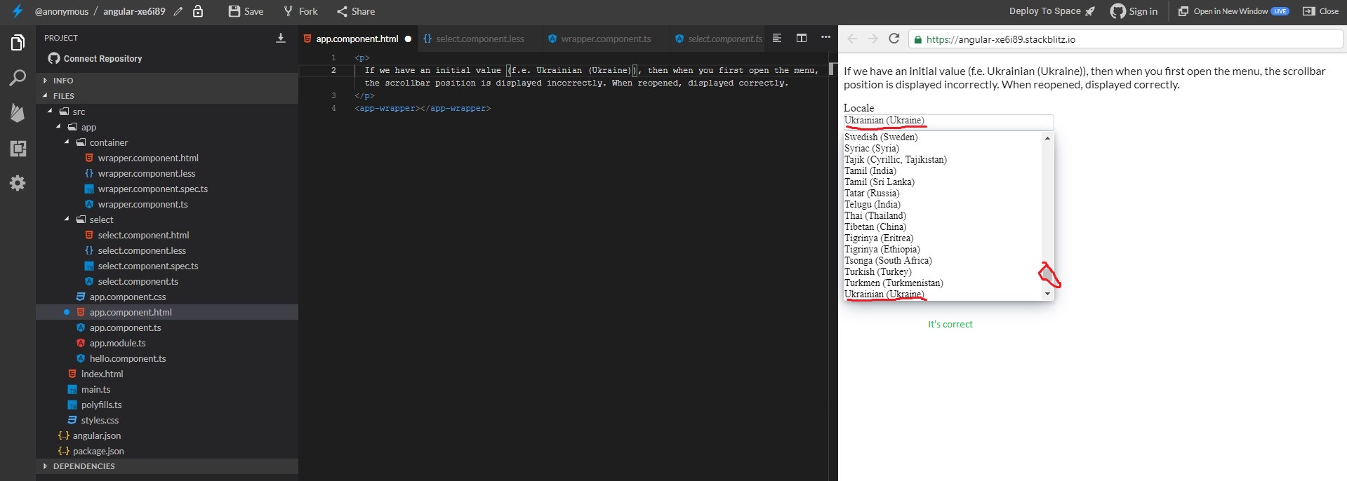 Invalid Scrollbar Position With Initial Value · Issue 1198 · Ng Select Ng Select · Github