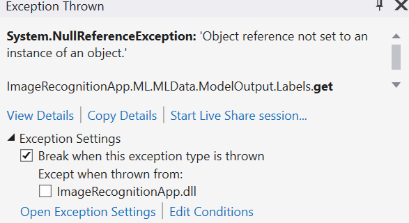 System.NullRefrenceException · Issue #1796 · dotnet/machinelearning-modelbuilder · GitHub