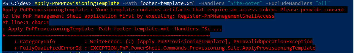 Apply-PnPProvisioningTemplate with pnp:Footer element and without access token · Issue #565 ...