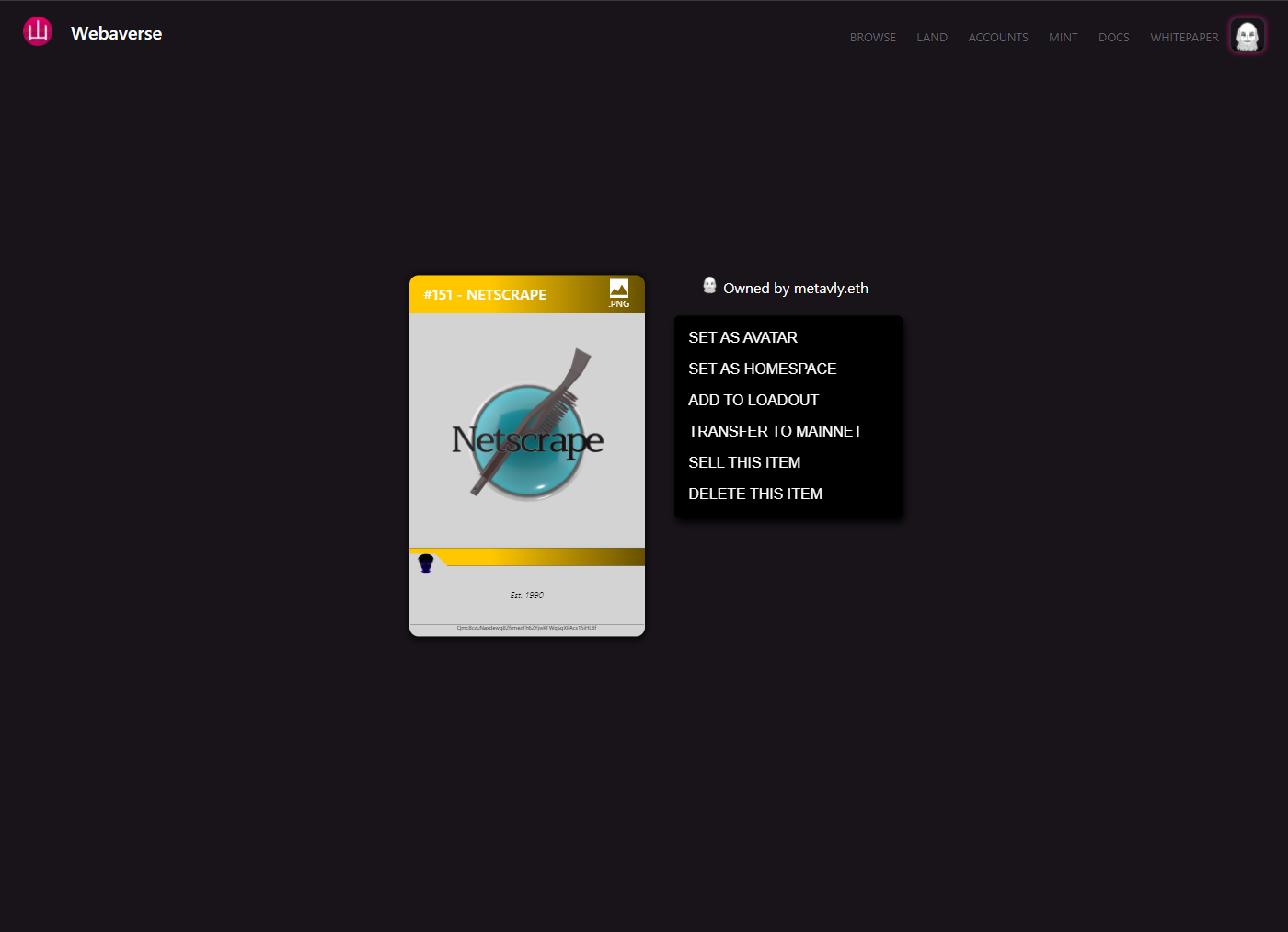 FE: show owner on asset page · Issue #548 · webaverse/app · GitHub