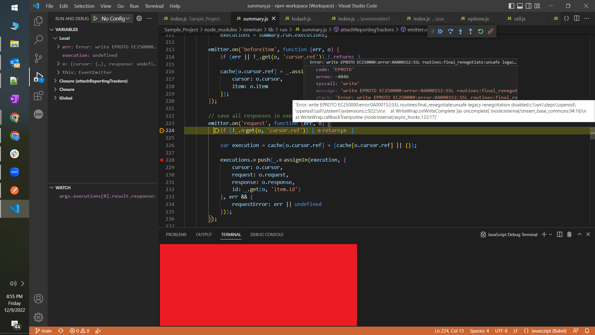 Unable to run some particular API's in newman if node version is 17 or ...