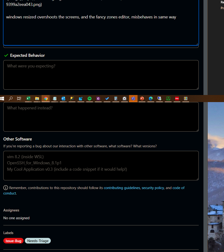 Extended display (Top to down), windows not resizing correctly like in usual extended displays ...