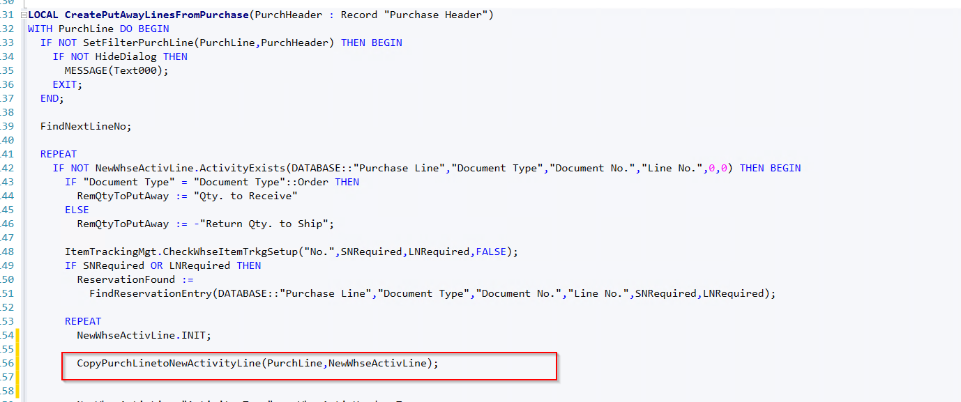 EventRequest CopyPurchLinetoNewWhseActivityLine in Codeunit7321 ...