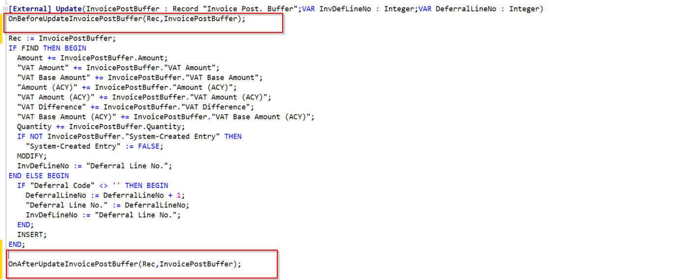 OnBeforeUpdateInvoicePostBuffer(Rec,InvoicePostBuffer) is required in ...