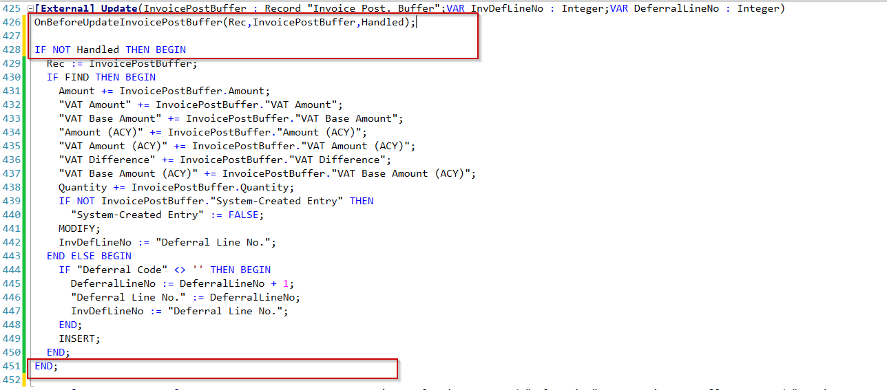 OnBeforeUpdateInvoicePostBuffer(Rec,InvoicePostBuffer) is required in Table 49 Invoice Post ...