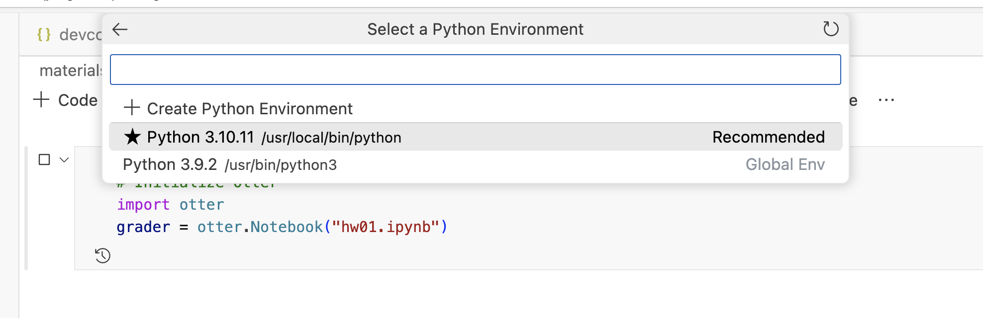 Override Python Language Version Kernel For All Notebooks In A Dev Container · Issue 13641 