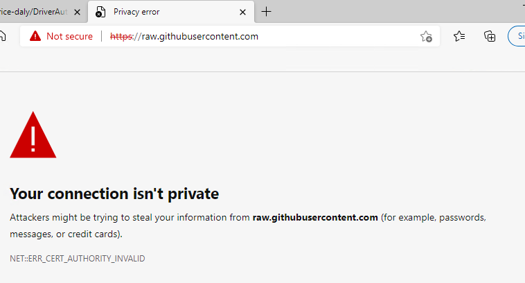Githubusercontent Connection is not private · Issue #263 · maurice-daly/DriverAutomationTool ...