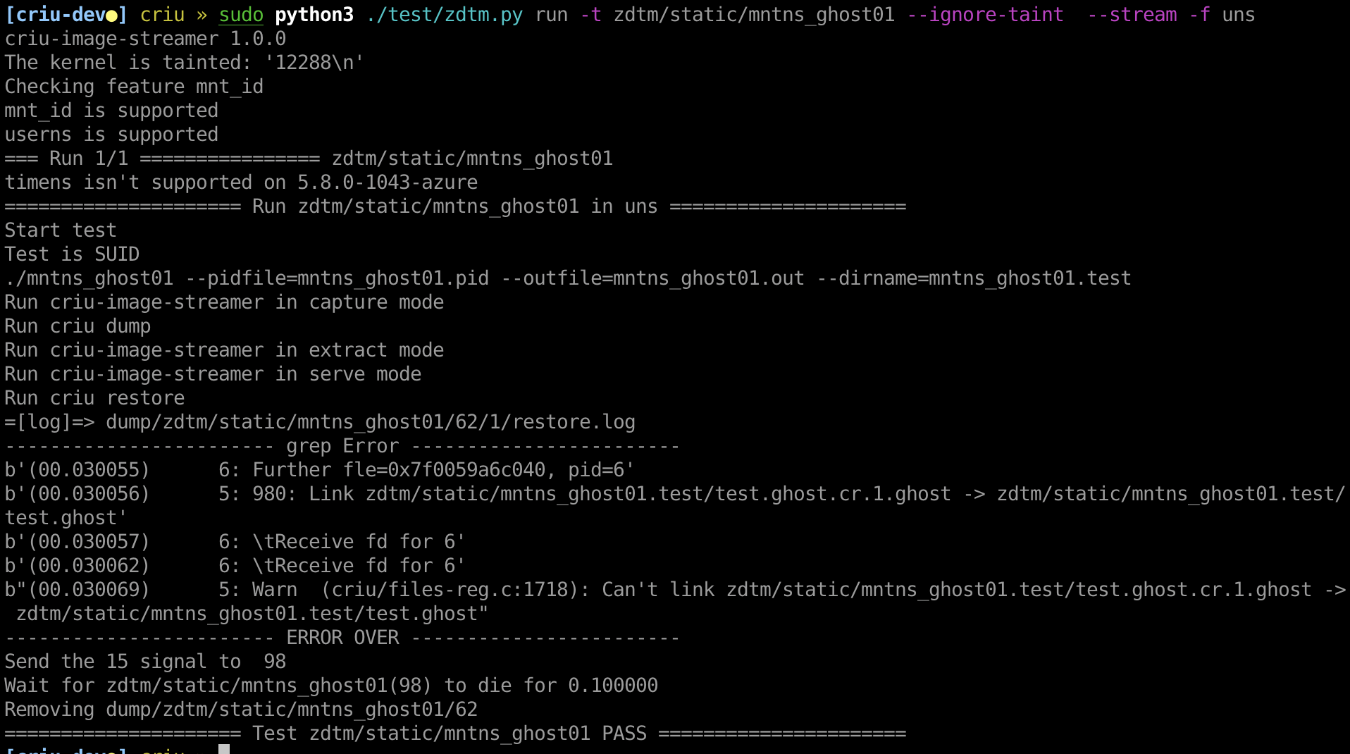 criu-image-streamer CI error · Issue #1633 · checkpoint-restore/criu · GitHub
