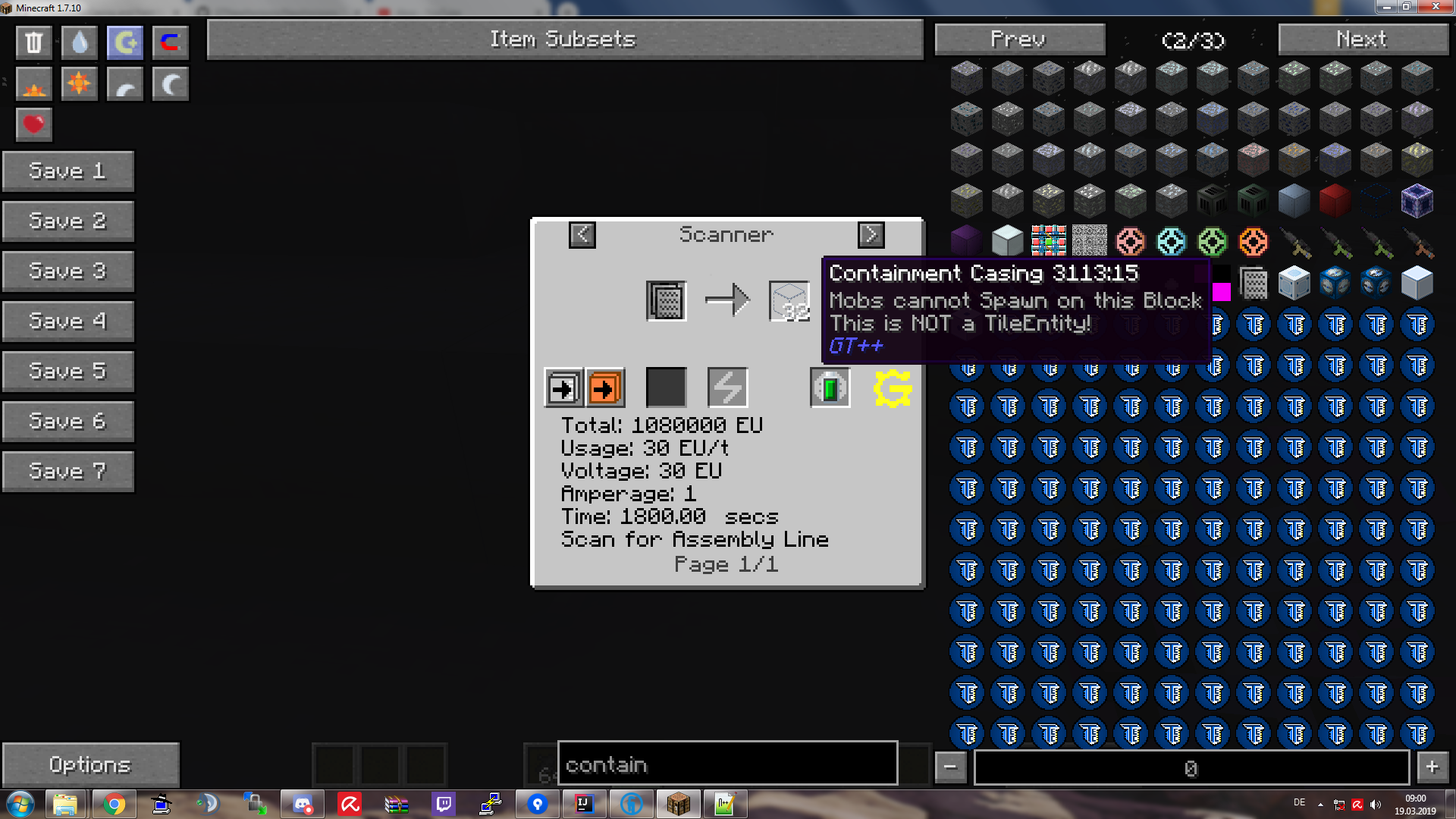 Containment Casing and Field Generator(Tier VI) scan recipe conflict ...