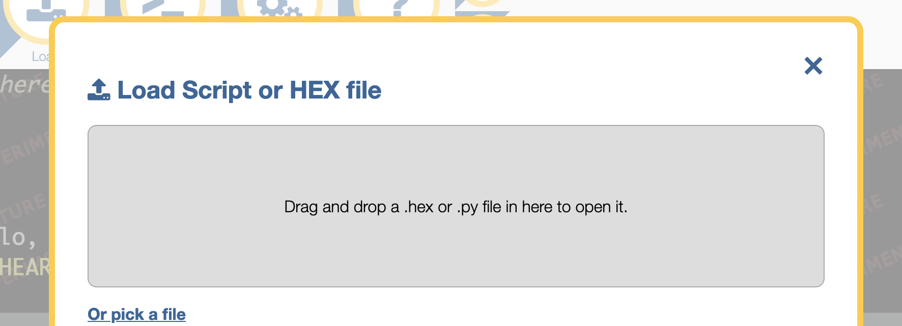 Beta Load Modal Pick A File Link Still Hides The Drop Area · Issue 132 · Bbcmicrobit