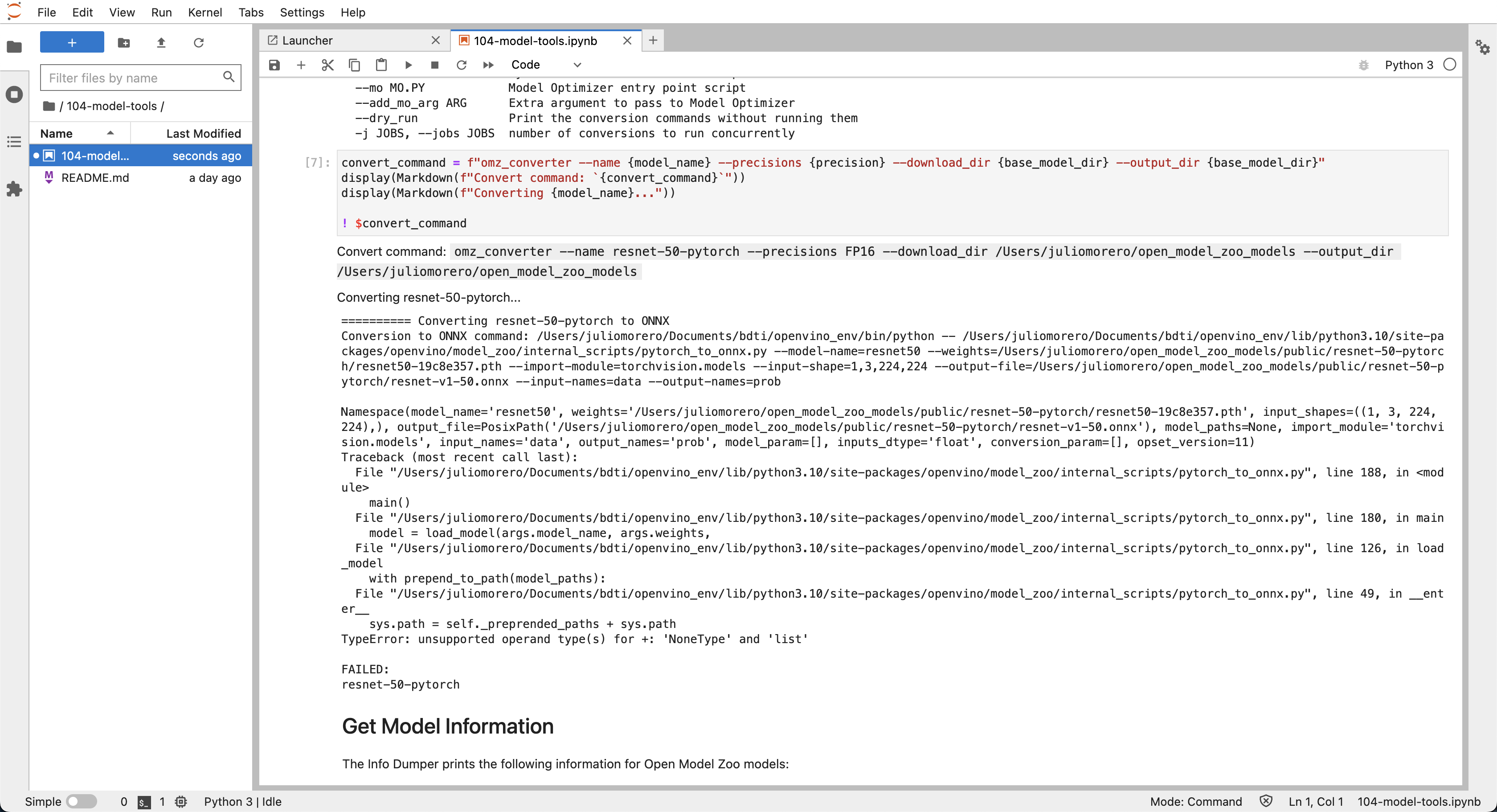 Unable to convert model while running Working with Open Model Zoo Models notebook · Issue #755 ...