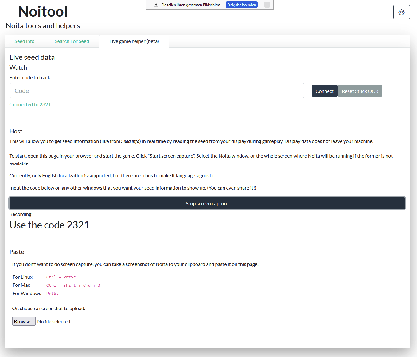 BUG - Live Game Helper does not work · Issue #204 · TwoAbove/noita-tools · GitHub