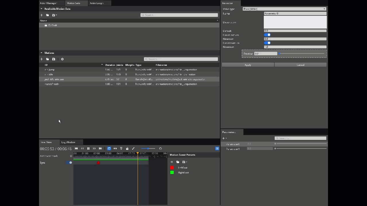 Animation Editor: Double clicking on a motion will force selection of previously selected ...