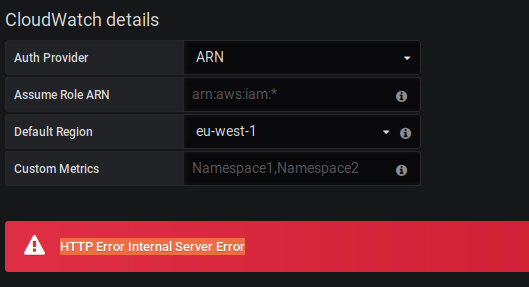Cloudwatch datasource with arn authentication not working properly · Issue #19173 · grafana ...