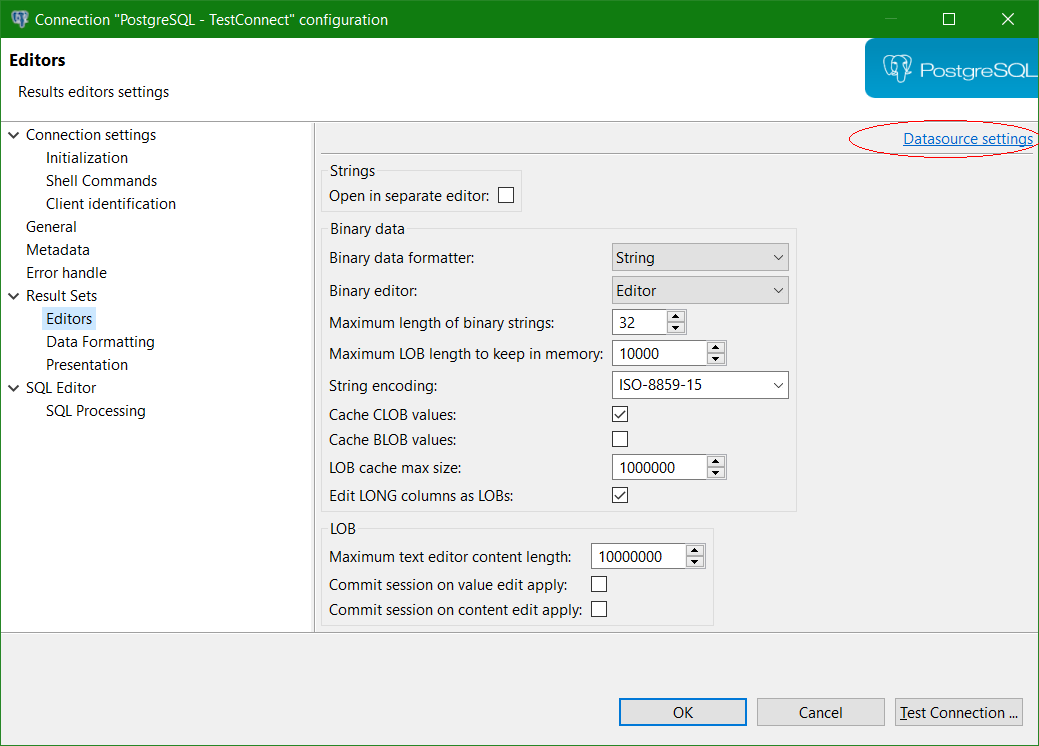Mixed global and datasource settings in "Connection configuration ...